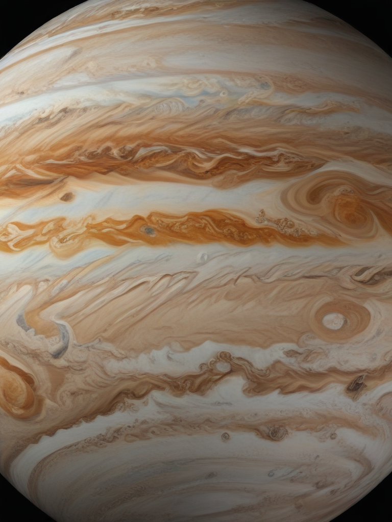 Stunning Close-Up View of Jupiter's Colorful Bands and Swirling Atmosphere