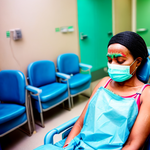 A picture of a woman undergoing surgery in a hospital