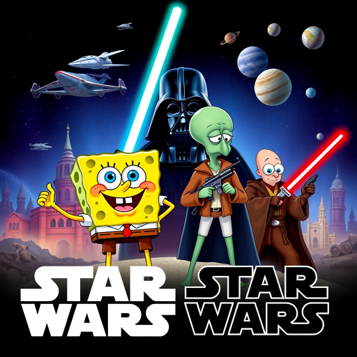 Galactic Adventure Featuring Cartoon Characters in a Star Wars Inspired ...