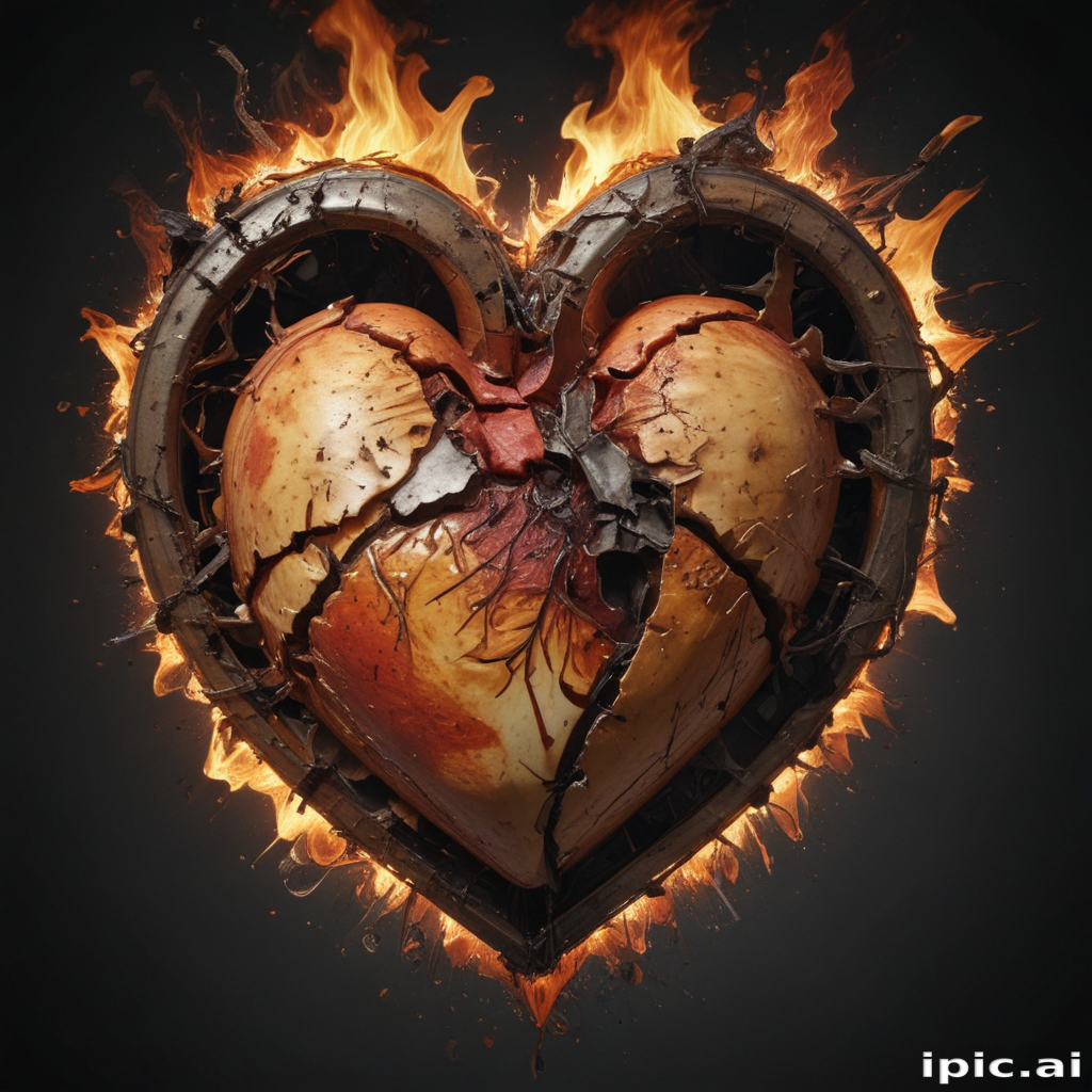 Fiery Heart in Flames: A Symbol of Passion and Destruction