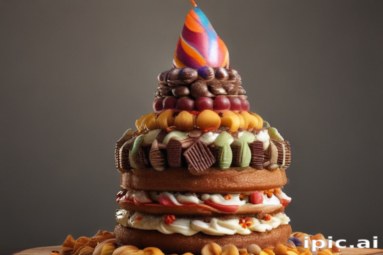A Colorful, Multi-Layered Cake Topped with Deliciously Decorative ...