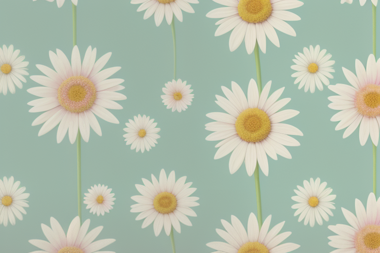 A Beautiful Pattern of Daisies on a Soft Teal Background Design.