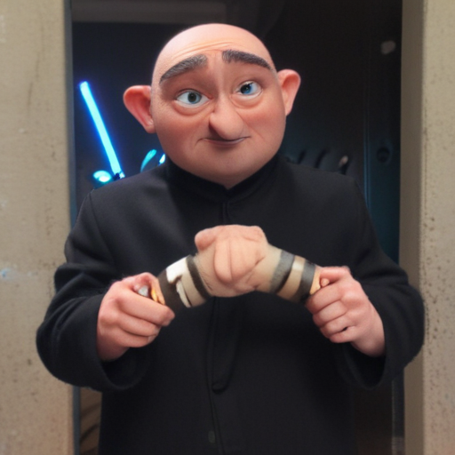 gru with a lightsaber