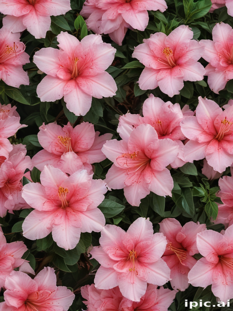 A Lush Display of Vibrant Pink Azalea Flowers in Full Bloom