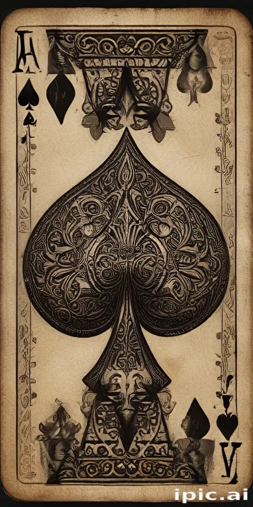 Intricate Design of a Vintage Ace of Spades Playing Card