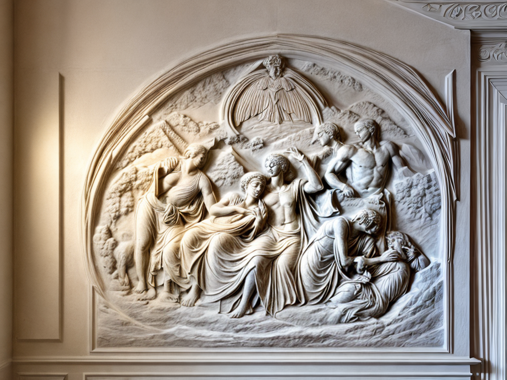 decorative plaster bas-relief in the interior
