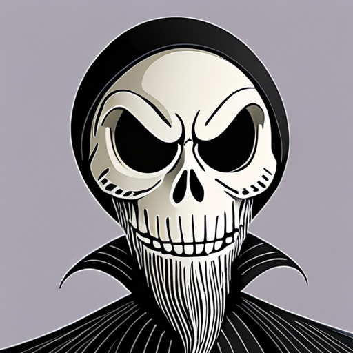Jack Skellington skull with a beard and a nose