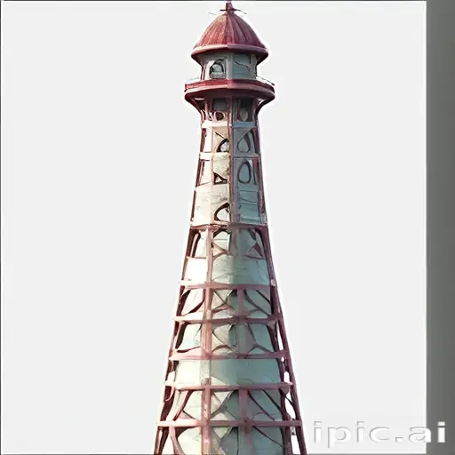 Iconic Tower Structure with Distinctive Red Roof and Intricate Design ...