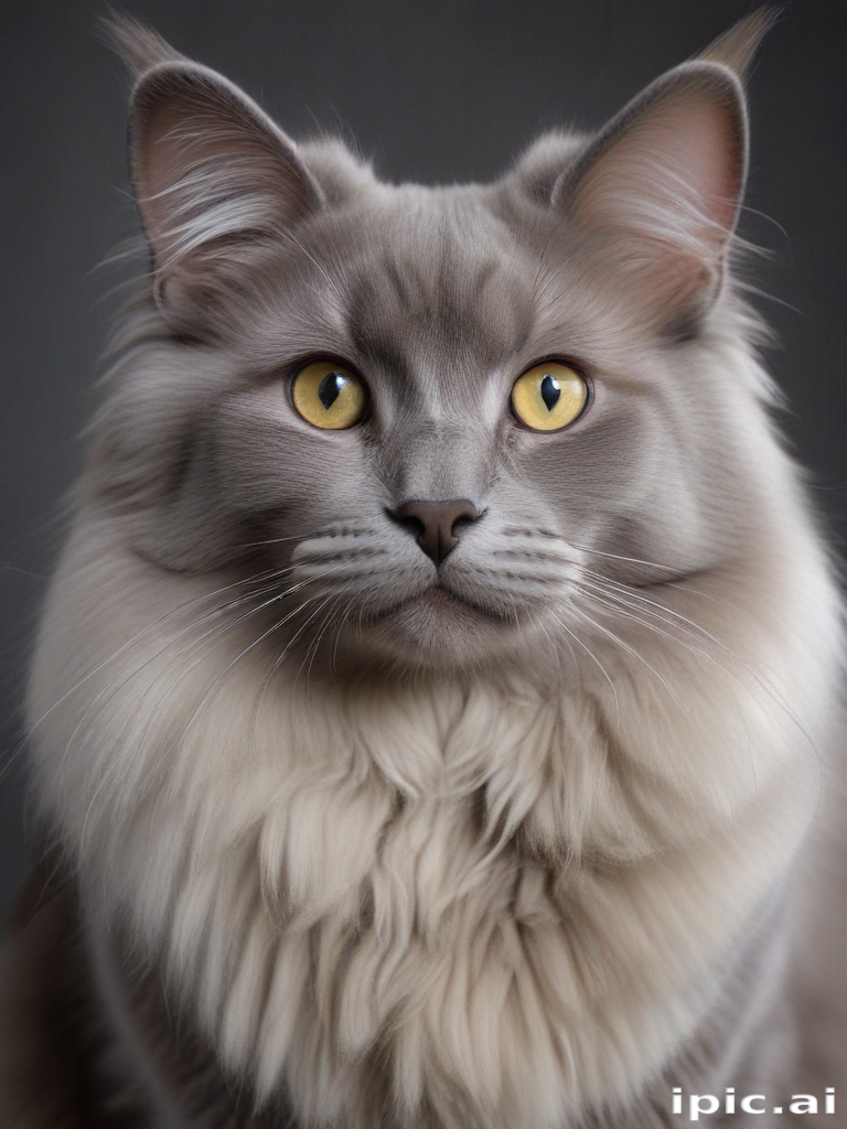 Majestic Maine Coon Cat with Striking Yellow Eyes and Luxurious Fur