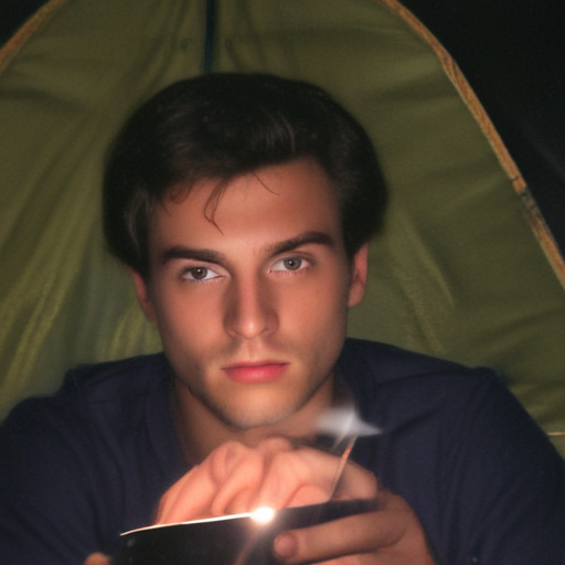 Daniel Laying Down With a Camp Light
