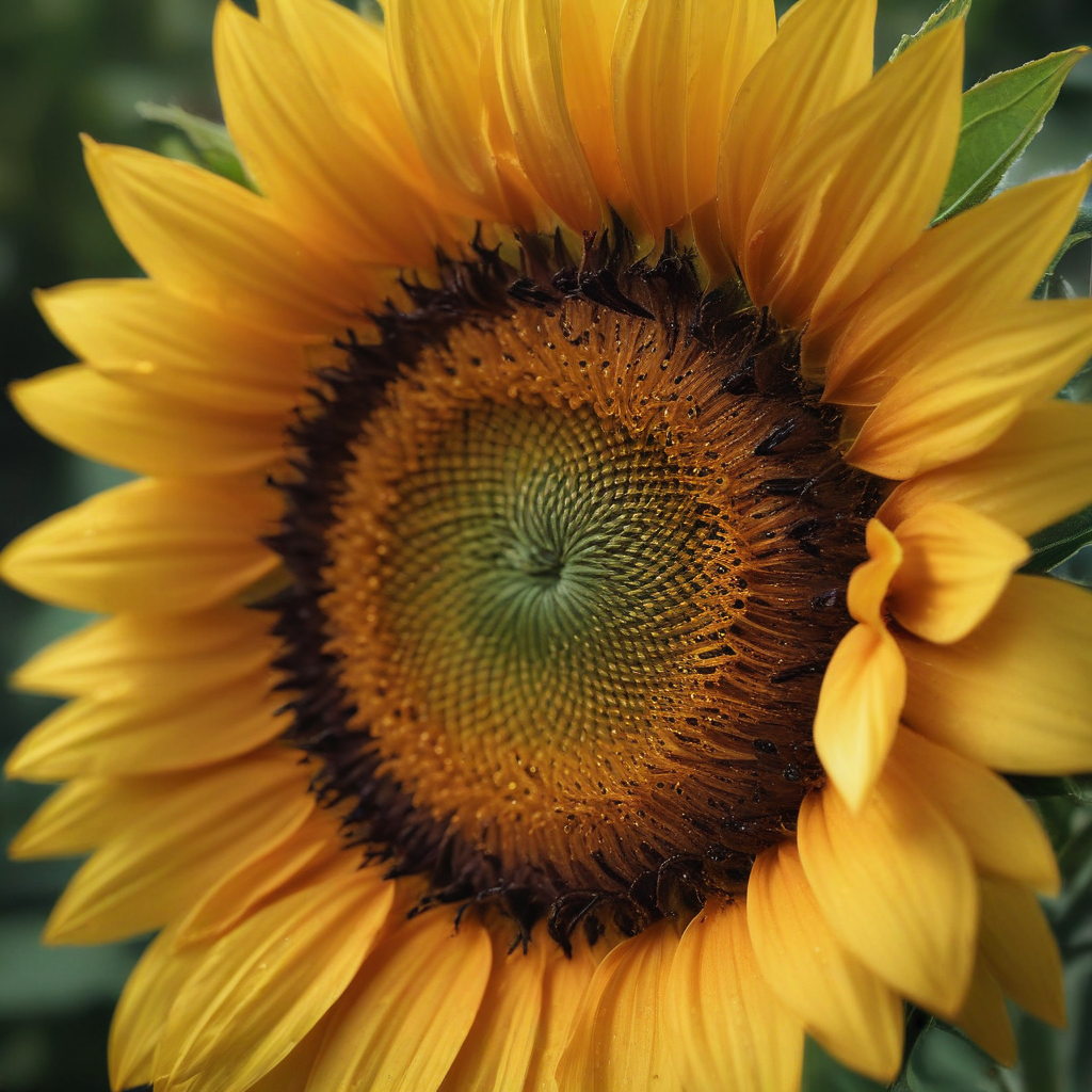 Vibrant Sunflower Bloom Showcasing Its Radiant Petals and Spiraled Center