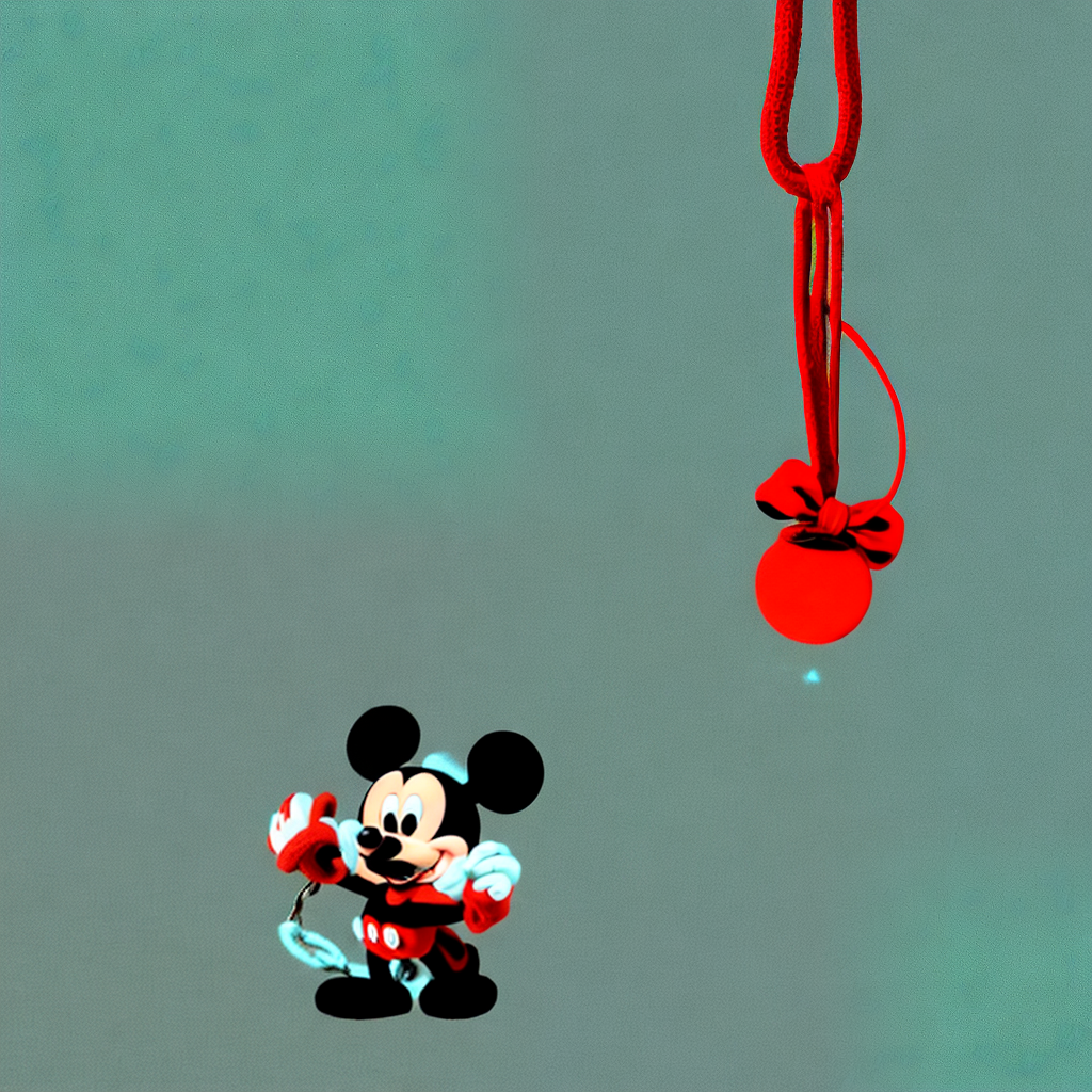 mickey mouse being hung by noose and rope