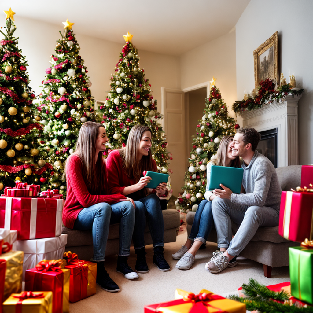 christmas celebrations with lots of people at home