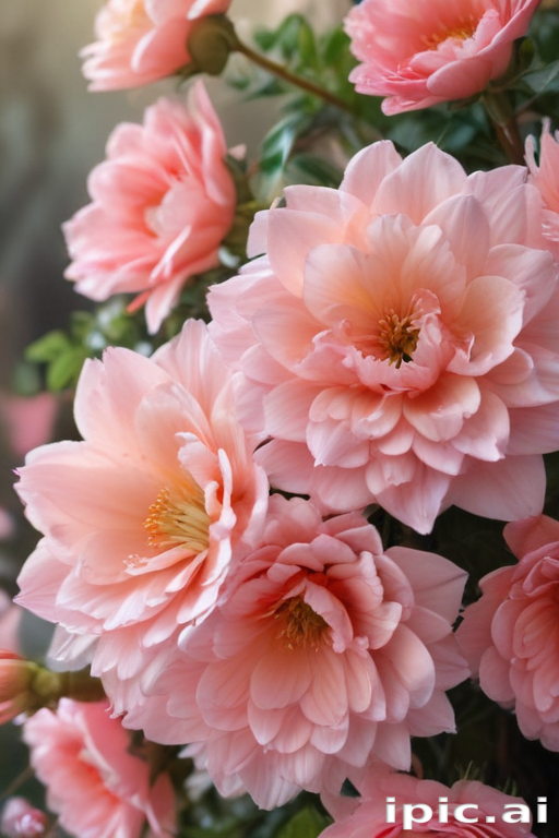 Beautiful Pink Blossoms in Full Bloom with Lush Greenery Surrounding Them