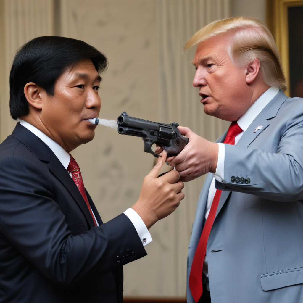 Trump and Bong bong marcos in a gun fight