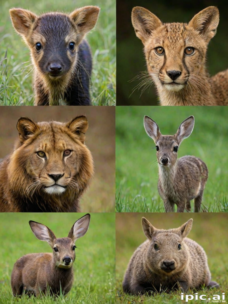 Collage of Adorable Wildlife: Young Animals Captured in Their Natural ...