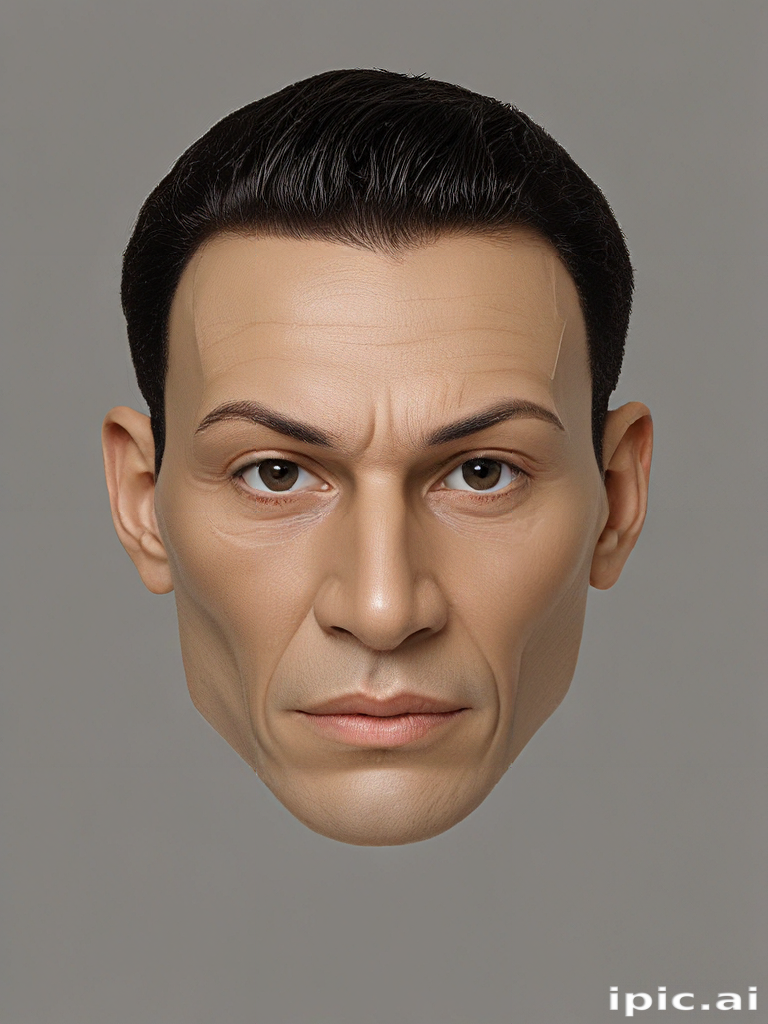 Realistic Portrait of a Male Figure with Distinct Features and Expression