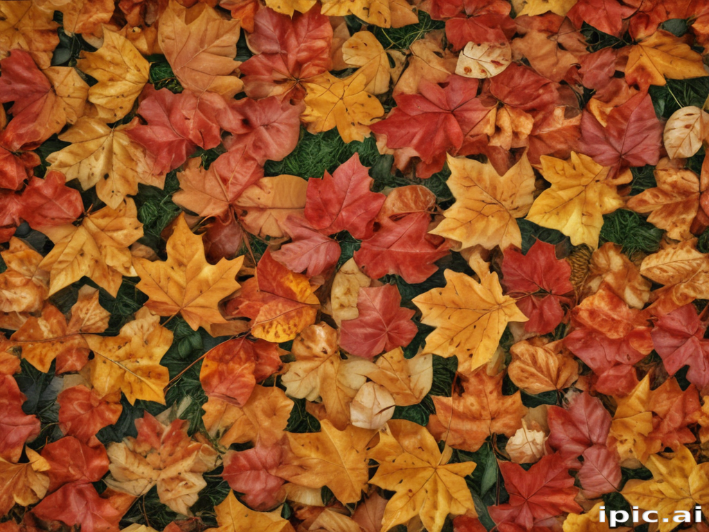A Vibrant Carpet of Autumn Leaves in Shades of Red and Yellow