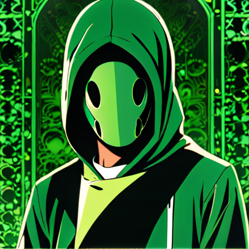 Album Cover, phonk music, green atmospheric, vain, green humanoid ...