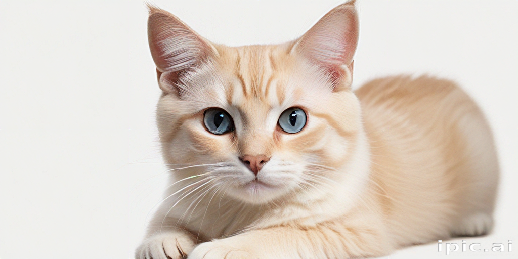 A Beautiful Cream-Colored Cat with Striking Blue Eyes Posing Elegantly