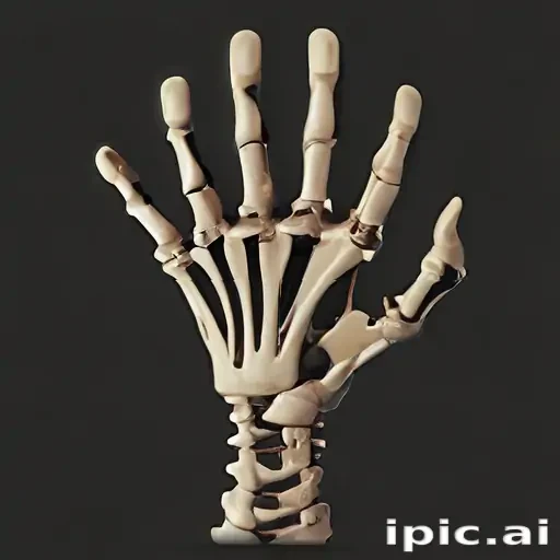 Detailed Illustration of a Human Hand Skeleton from an Anatomical ...