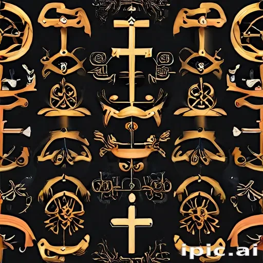 Intricate Patterns of Symbolic Icons and Decorative Cross Designs