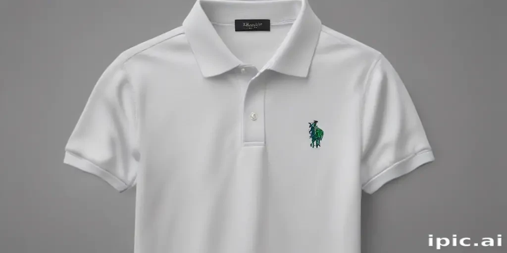 Classic White Polo Shirt Featuring Iconic Green Polo Player Logo Design.