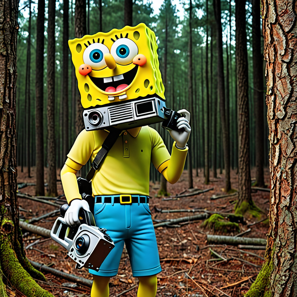 Play SpongeBob looking at the security camera in the forest with a ...