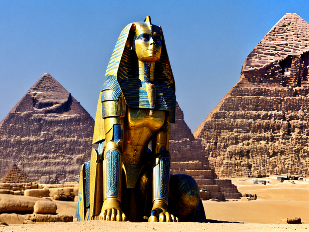 sphinx armor, yellow greatsword, egyptian god Horus