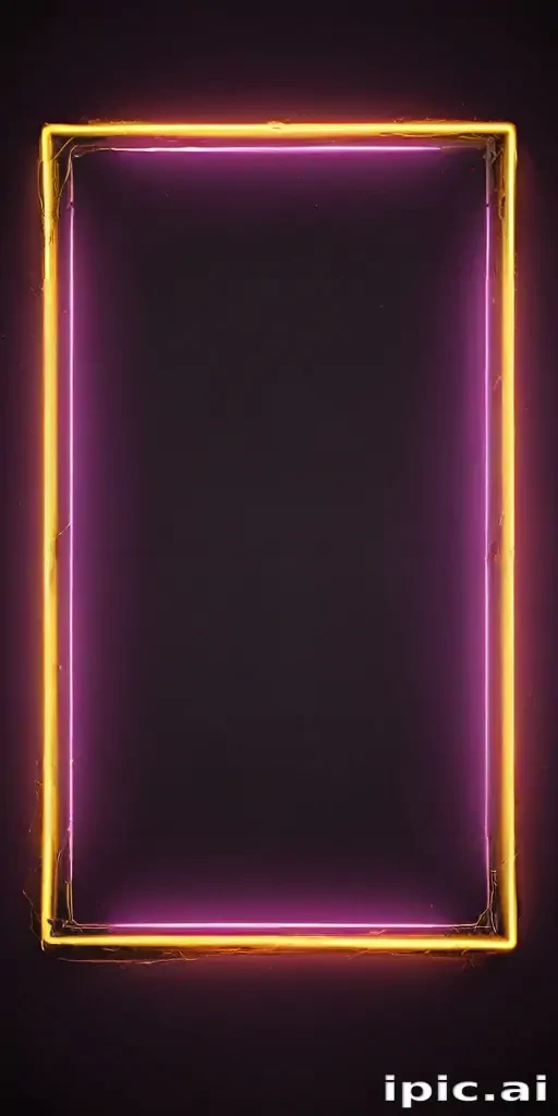 Bright Neon Frame with Vibrant Colors Against a Dark Background