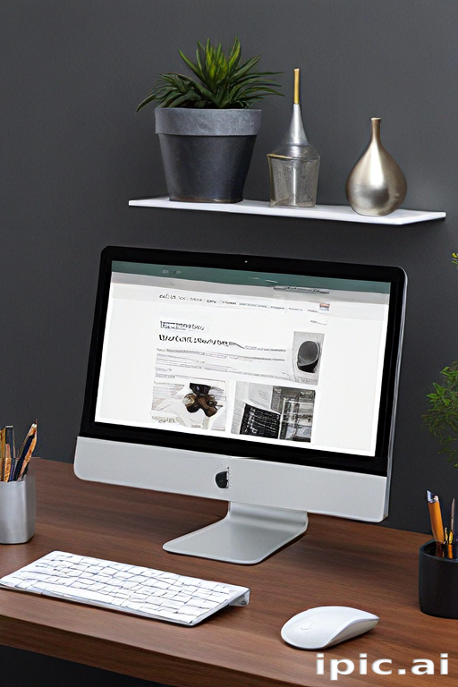 Modern Workspace with a Sleek Computer and Minimalist Decor Elements