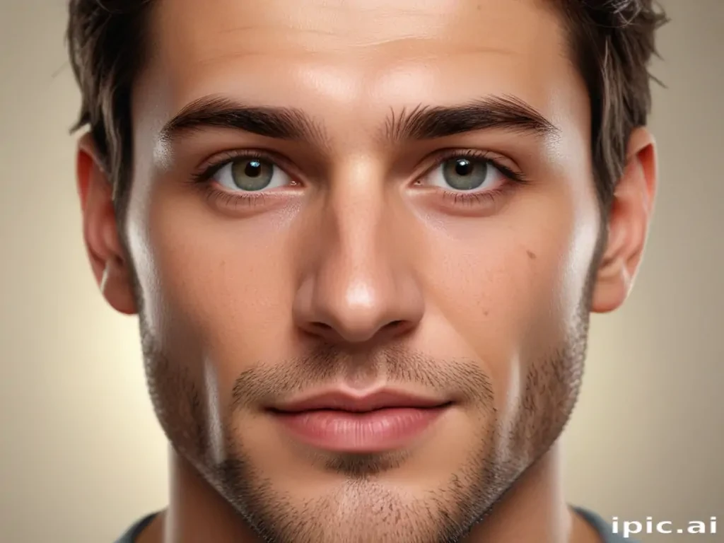Close-Up Portrait of a Young Man with Striking Features and Expression