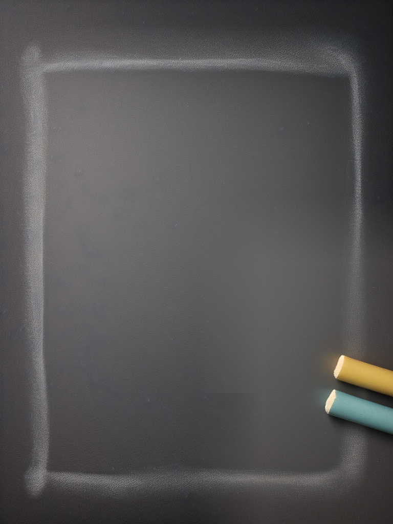 Empty Chalkboard Frame with Two Colorful Chalks Ready for Drawing