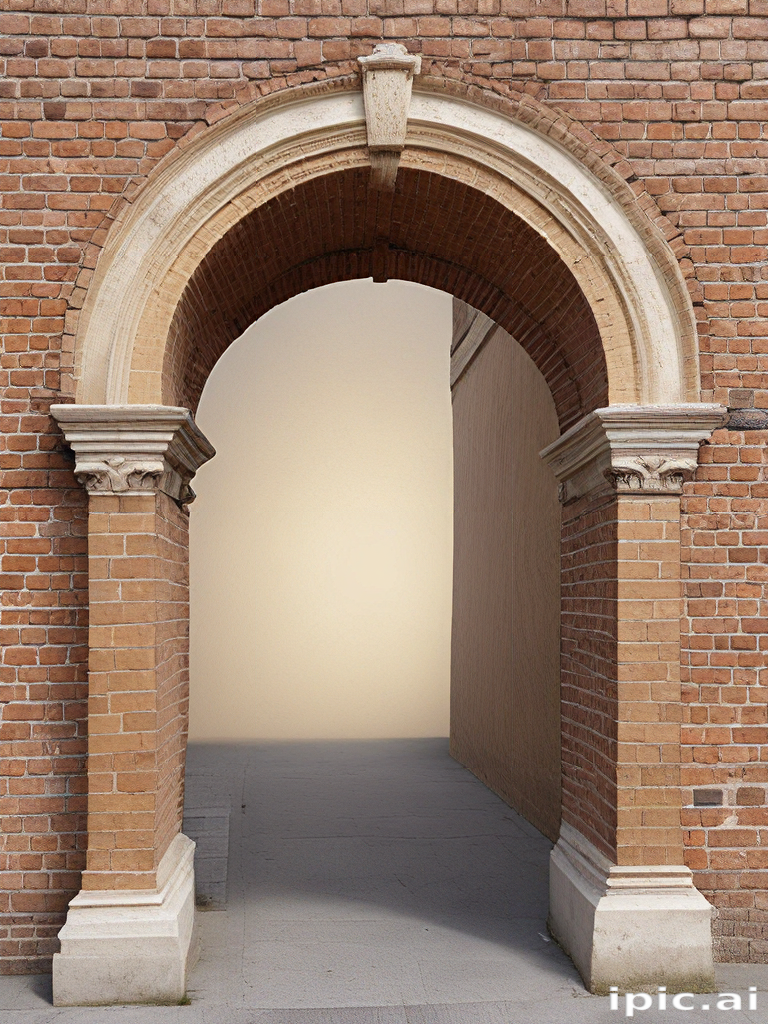 An Architectural Archway Framed by Warm Brick Leading into a Mysterious ...