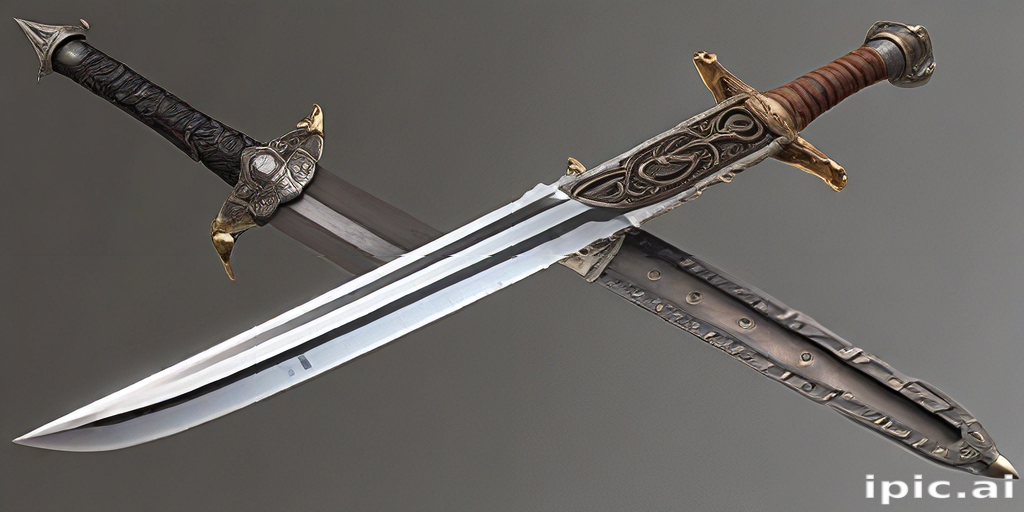 Intricately Designed Dual Swords with Elaborate Hilts and Blades