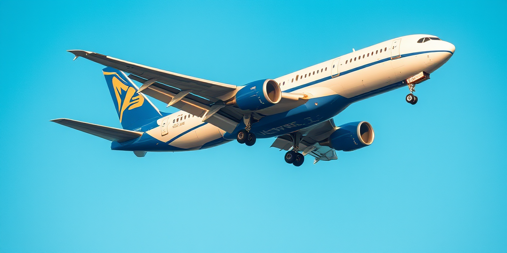 Capture a high-resolution image of a passenger airplane flying overhead ...