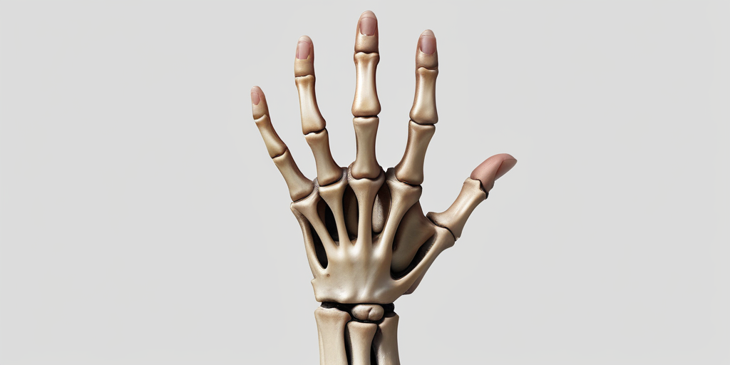 Anatomical Representation of a Human Hand Skeleton Displaying Natural ...