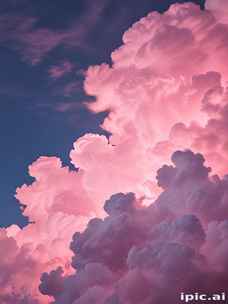 Majestic Pink Clouds Illuminated by Soft Sunset Light in the Sky