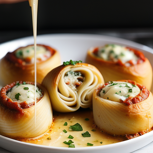 Deliciously Crafted Pasta Rolls Filled with Savory Meat and Cheese Delight