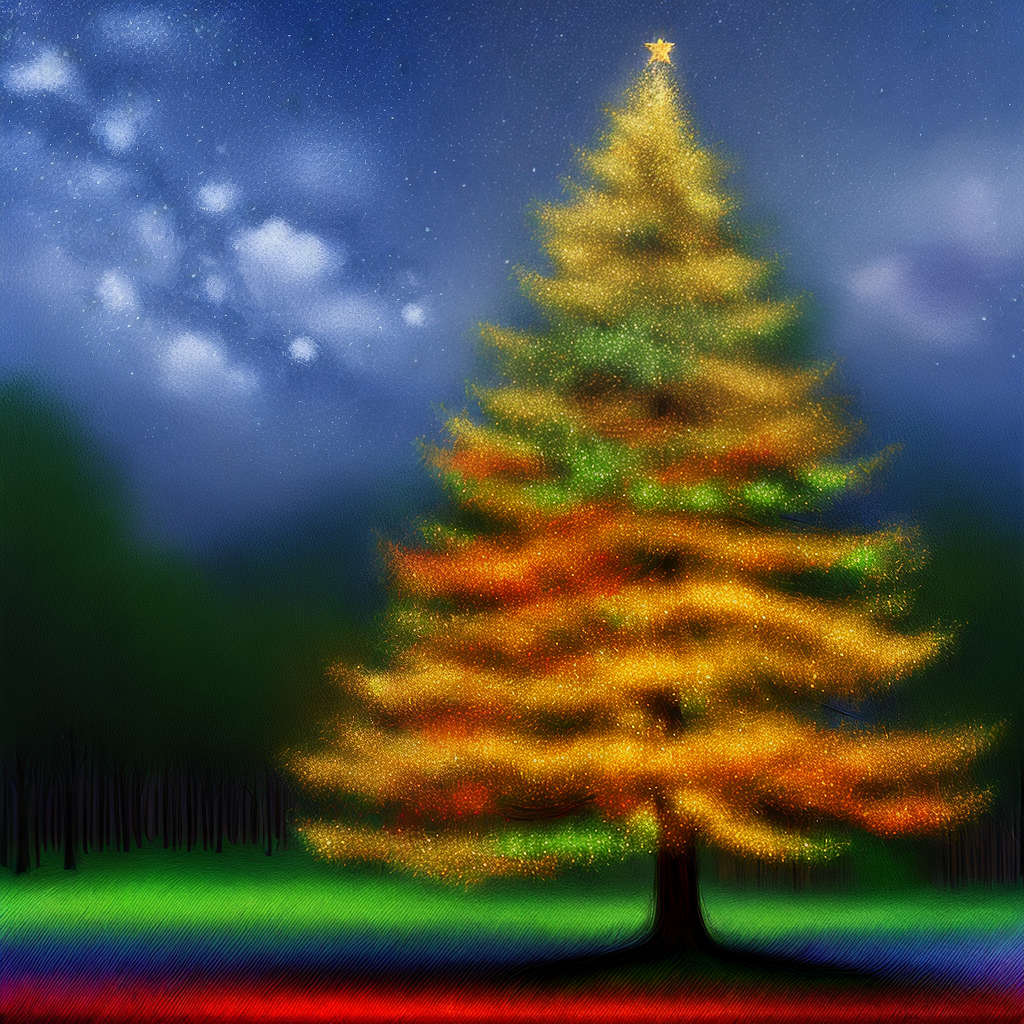 christmas tree using Impressionism art