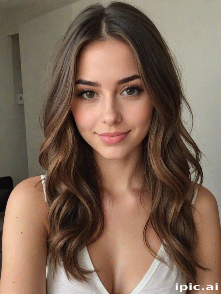 Young Woman With Beautiful Long Hair And Natural Makeup Smiling Brightly