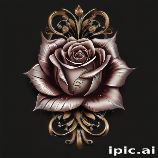 Elegant Rose Design with Intricate Details and Rich Color Contrast
