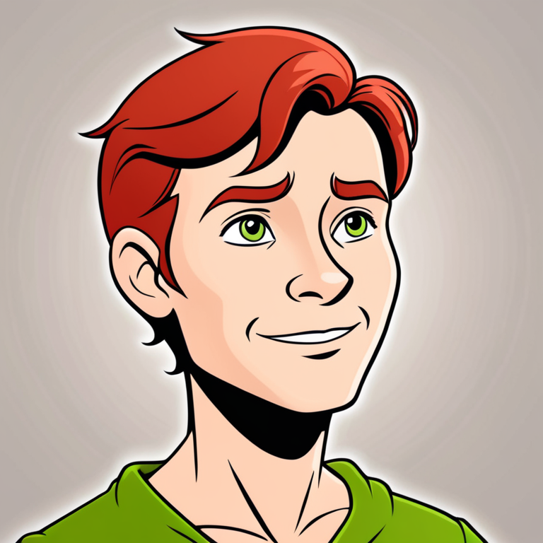Peter Pan from the cartoon Peter Pan. light red hair. Portrait. Profile ...