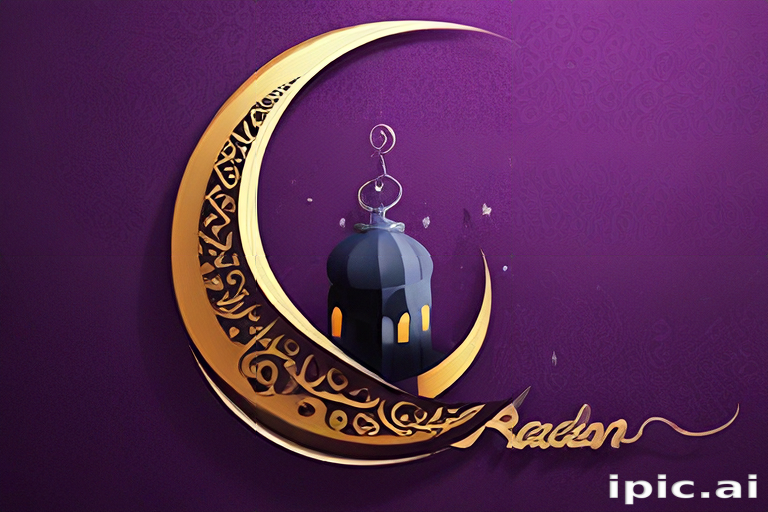 Elegant Crescent Moon Design Featuring Lantern and Intricate ...