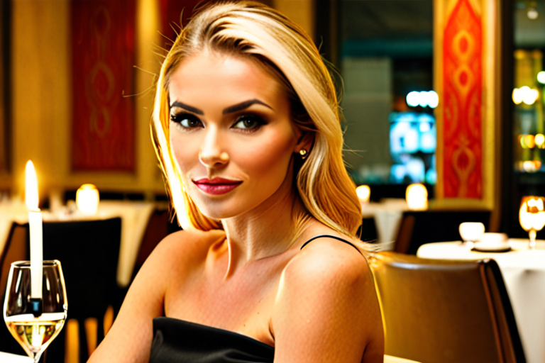 blonde woman in a expensive restaurant