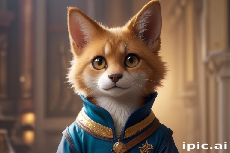 A Charming Fox Character Dressed Elegantly in Royal Blue Attire