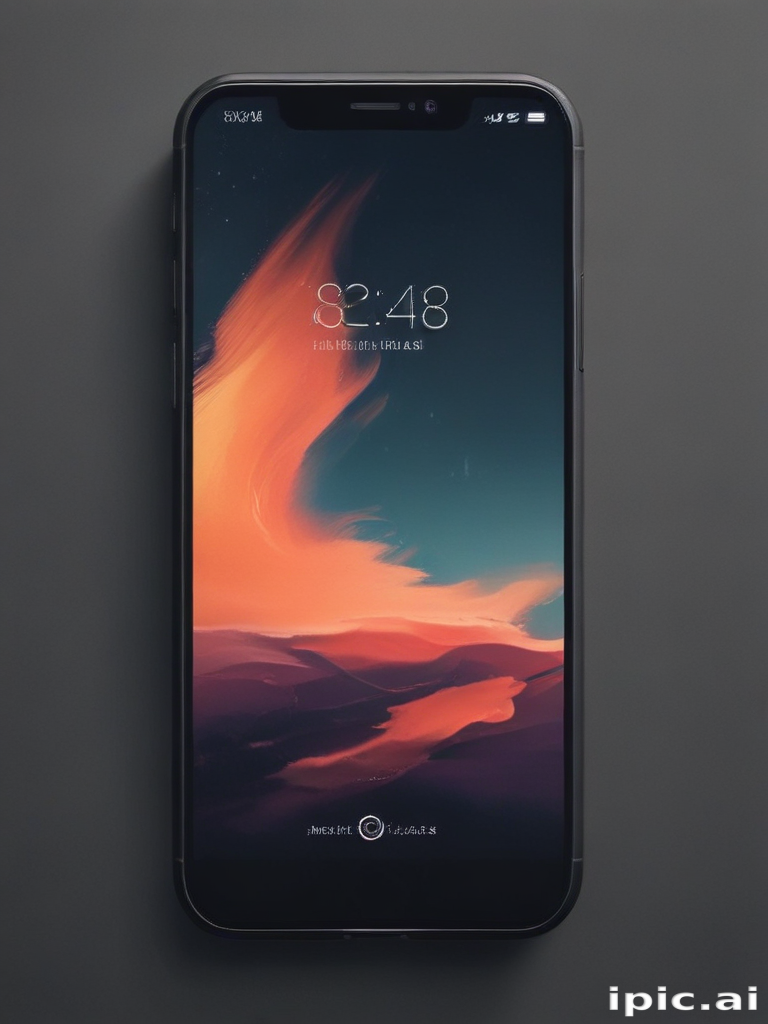 Stunning Smartphone Display Featuring Vibrant Landscape and Time ...