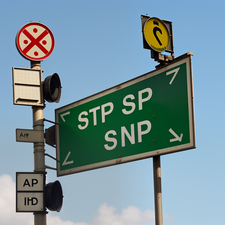 Traffic Sign Indicating Directions for STP SP and SNP Routes Ahead