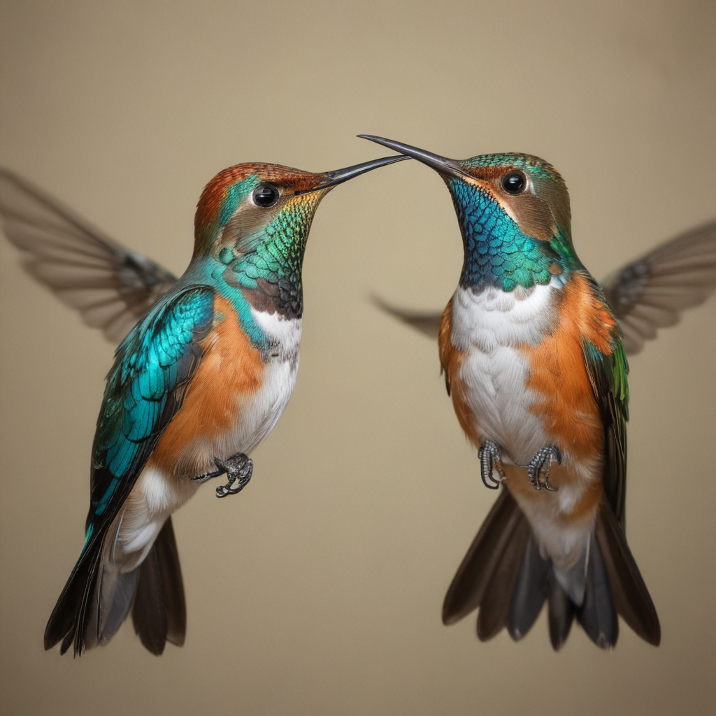 depth map of two hummingbirds facing each other