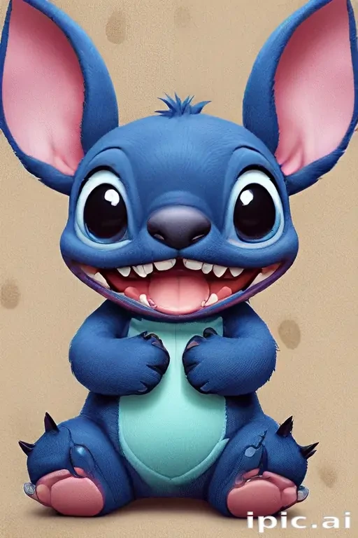A Playful Cartoon Character Smiling Joyfully with Big Ears and Eyes